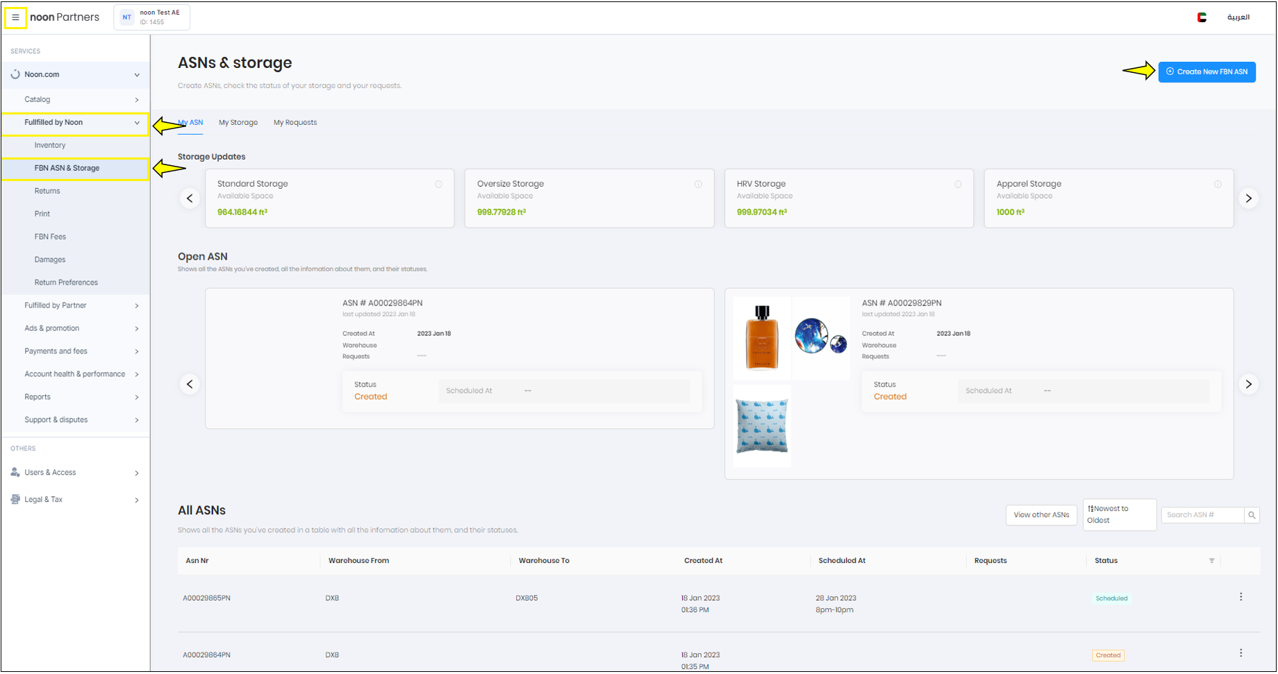 FBN Storage and Inventory Transfers